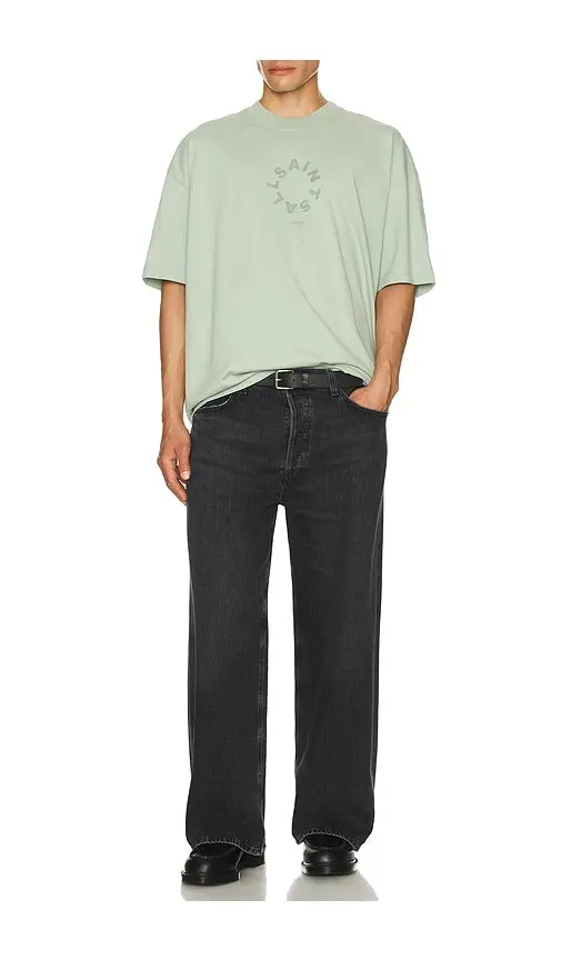 (取寄) オールセインツ メンズ ティエラ ショート スリーブ クルー AllSaints men Tierra Short Sleeve Crew Mineral Green Allsaints Tierra Short Sleeve Crew Neck Tee In Mint In Mineral